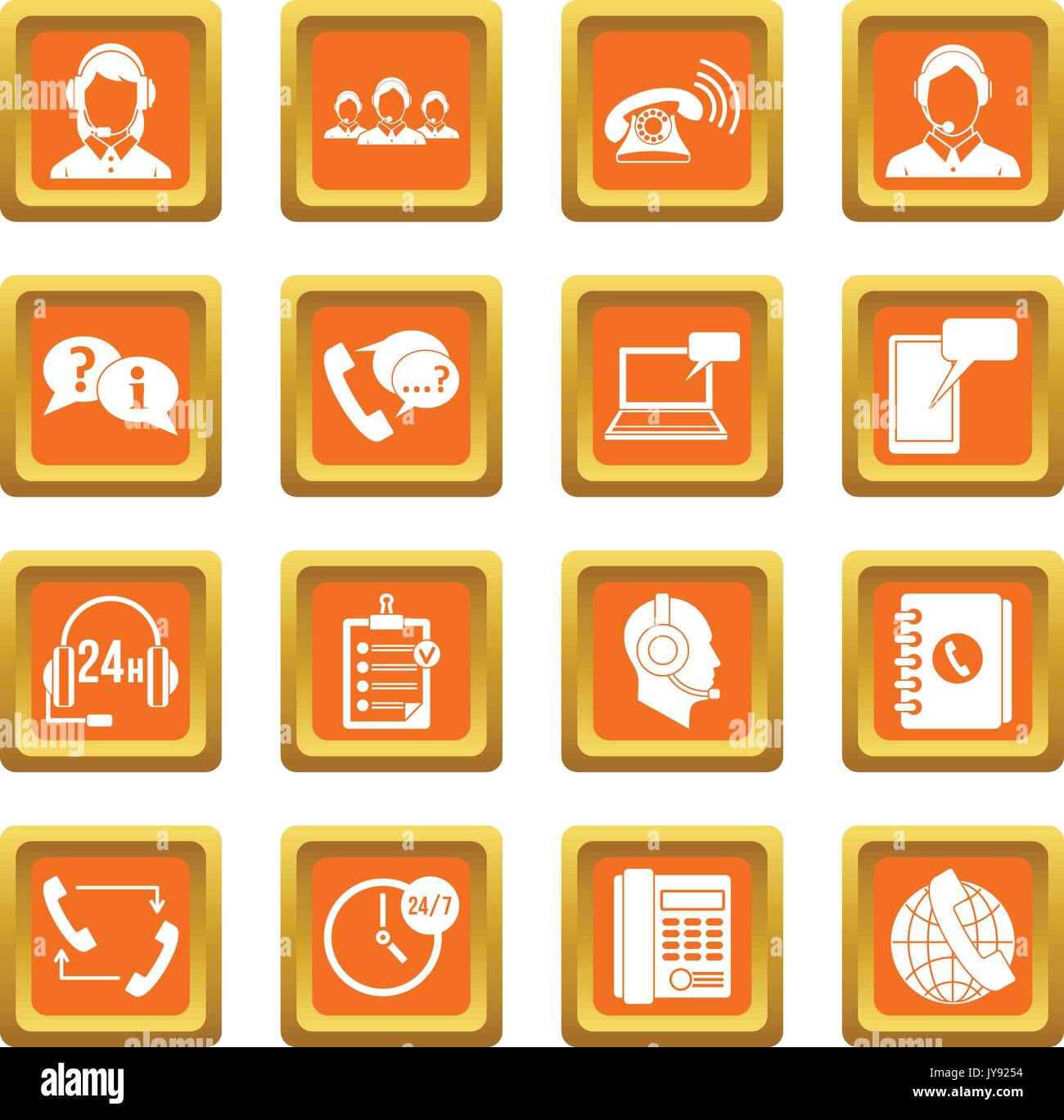 Call center symbols icons set orange Stock Vector Image & Art - Alamy