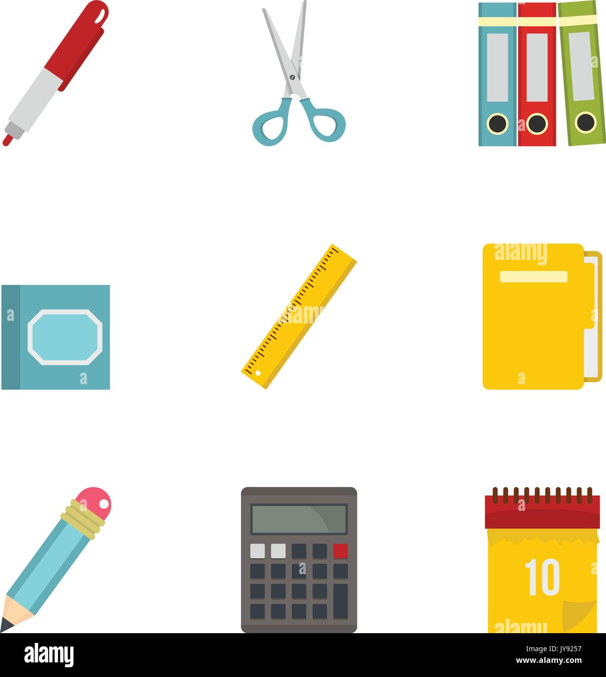 Stationery related icon set, flat style Stock Vector Image & Art - Alamy