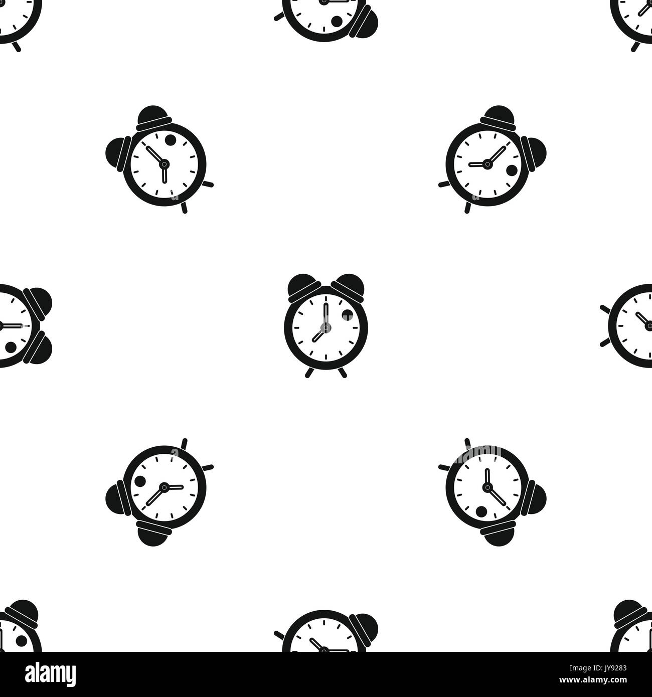 Alarm clock retro classic design pattern seamless black Stock Vector ...