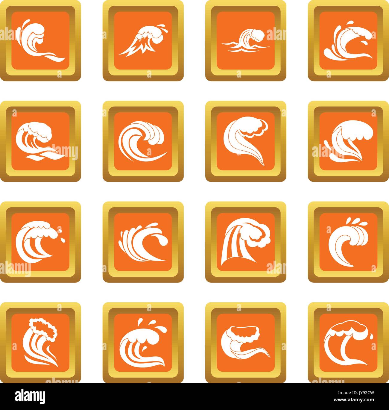 Sea waves icons set orange Stock Vector Image & Art - Alamy
