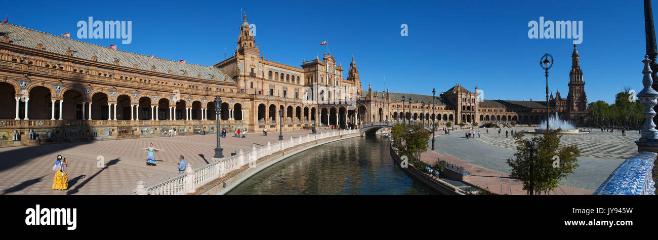 Spain: view of Plaza de Espana, the most famous square of Seville built ...