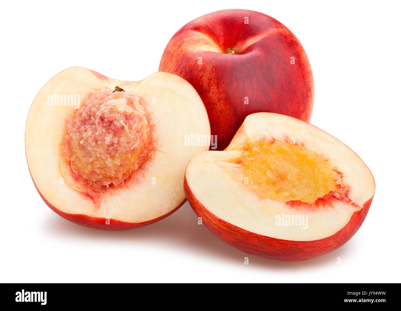sliced white nectarine path isolated Stock Photo - Alamy