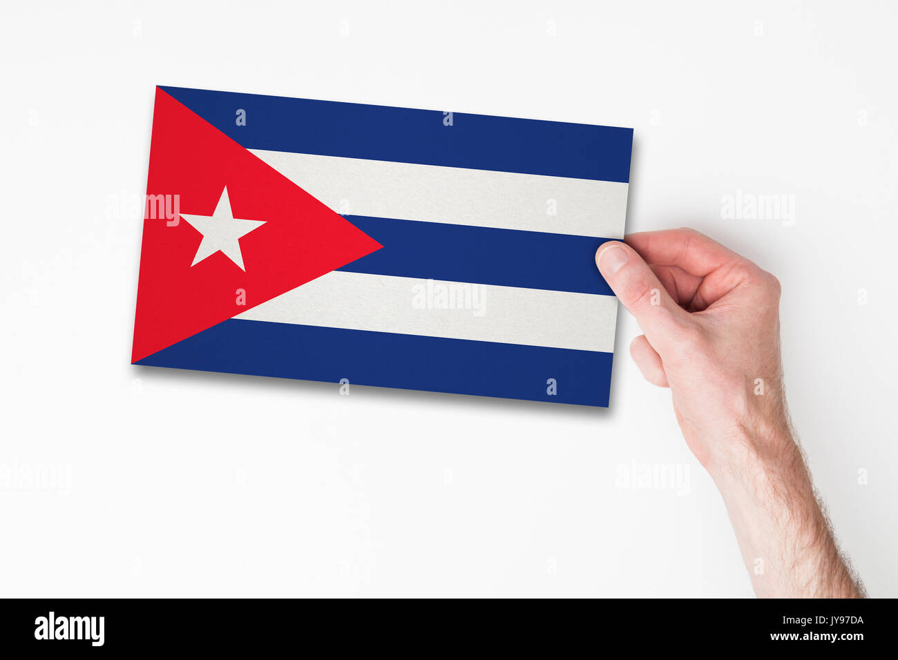 Male hand holding cuba flag Stock Photo - Alamy