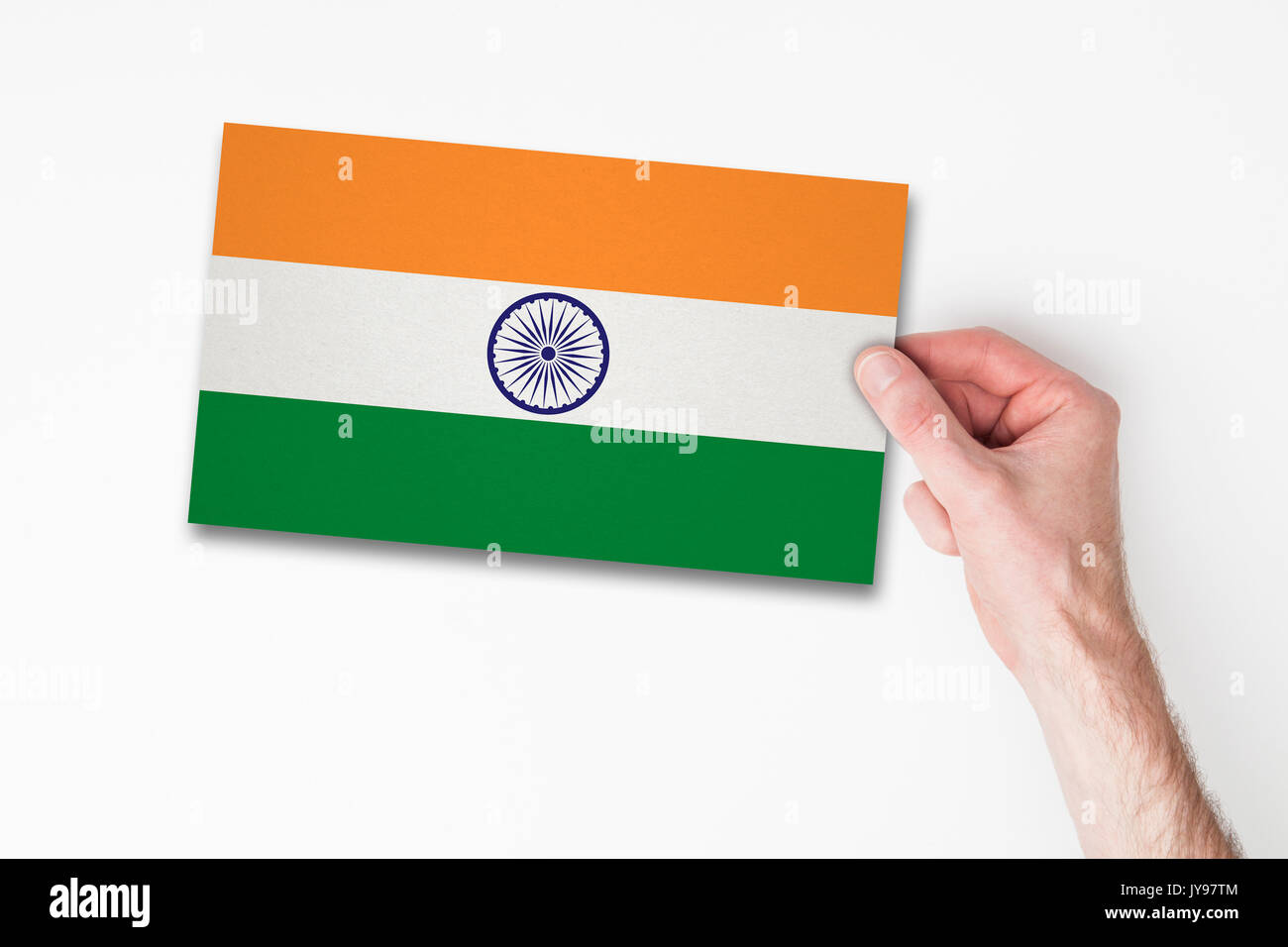 Male hand holding india flag Stock Photo - Alamy