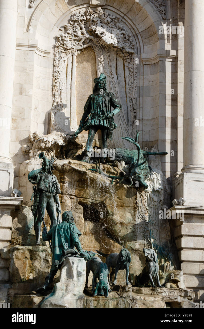 Fountain of King Matthias in budapest castle hungary Stock Photo - Alamy