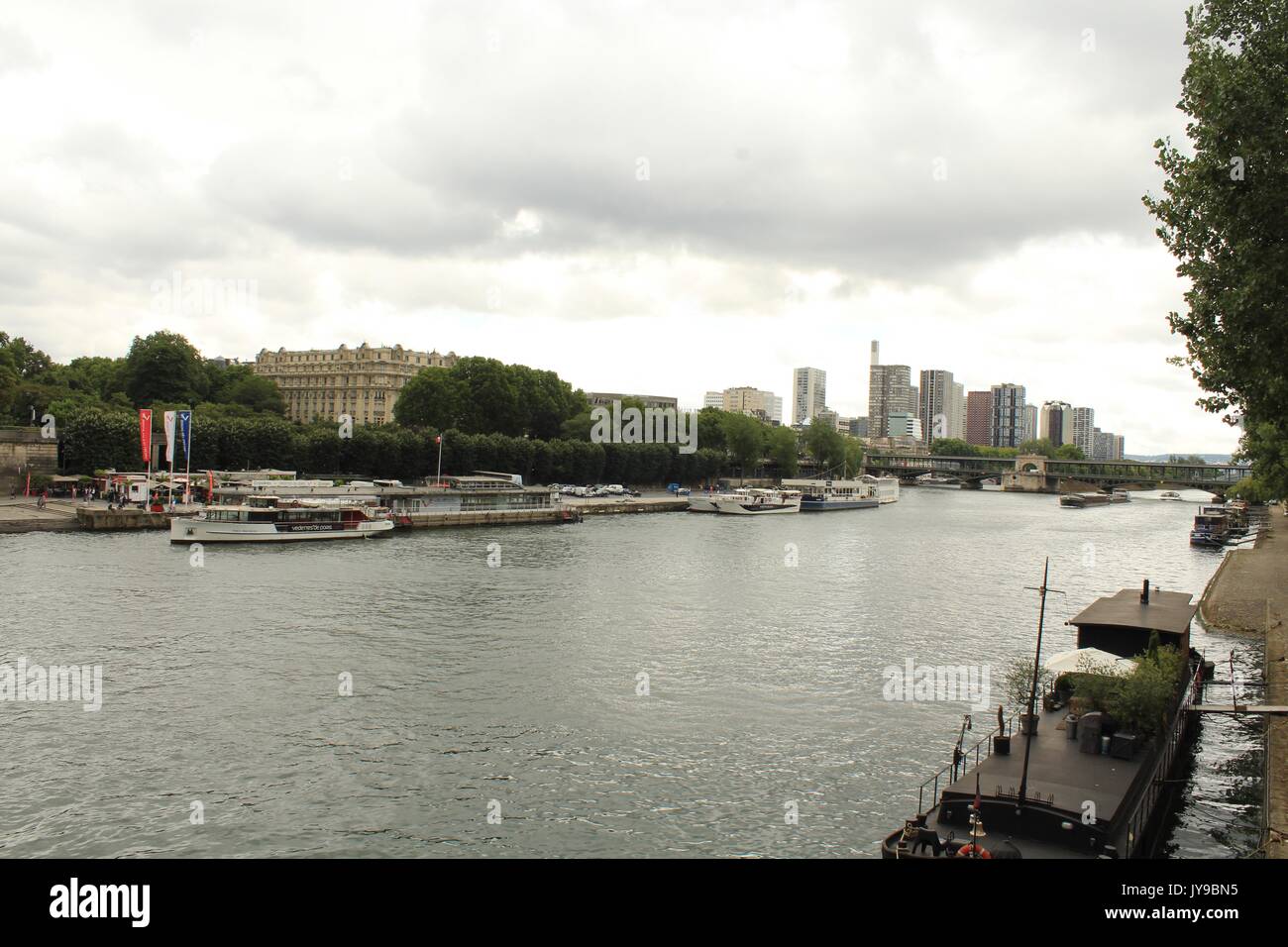 The Sena river in Paris from the left side of the Eiffel Tower Stock ...