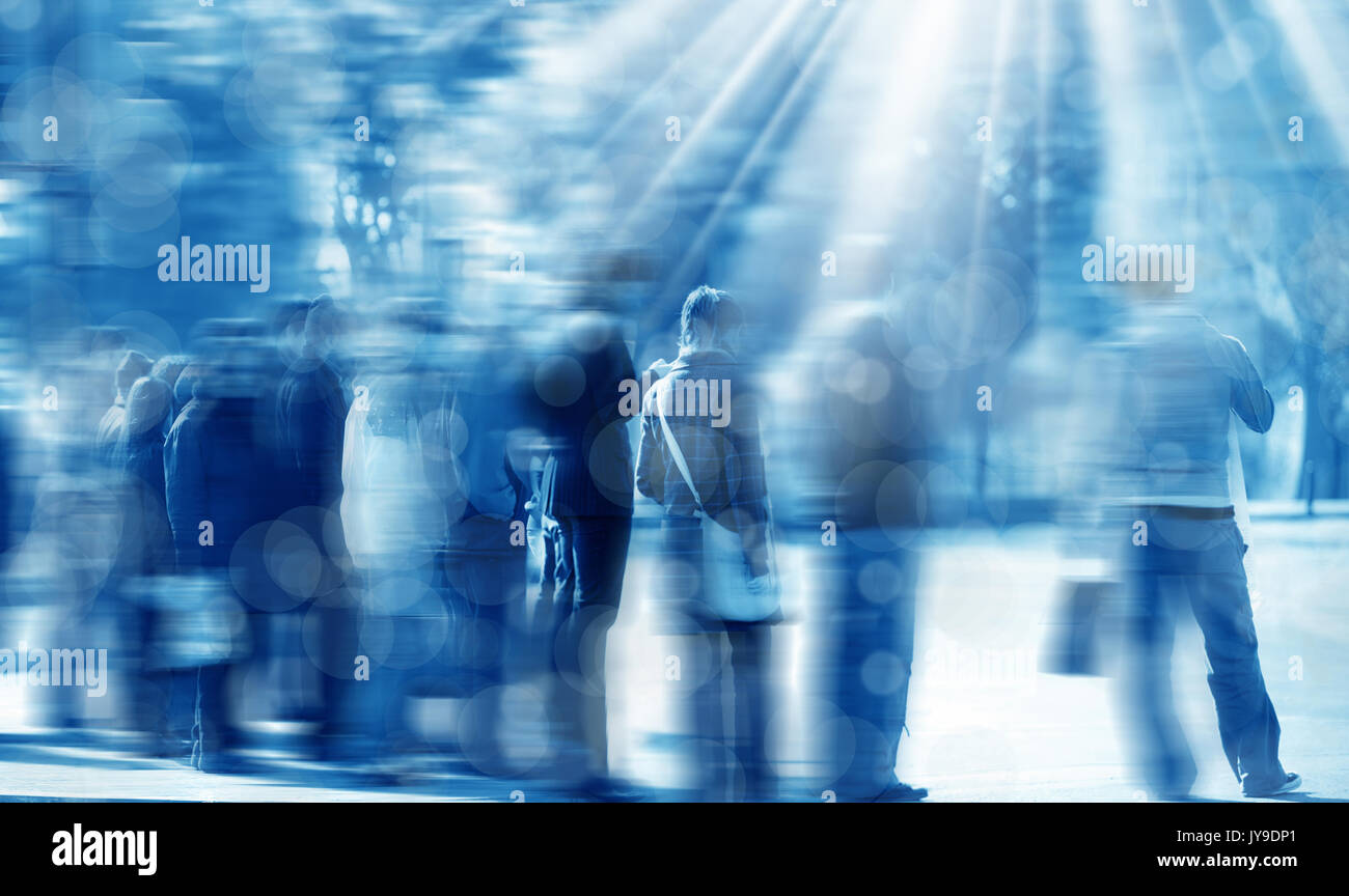 blurry background image of people waiting on busy street Stock Photo ...