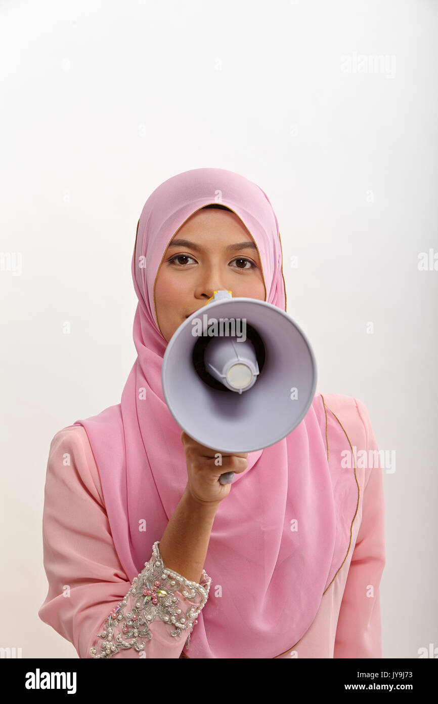 Speaking Into A Megaphone High Resolution Stock Photography and Images ...