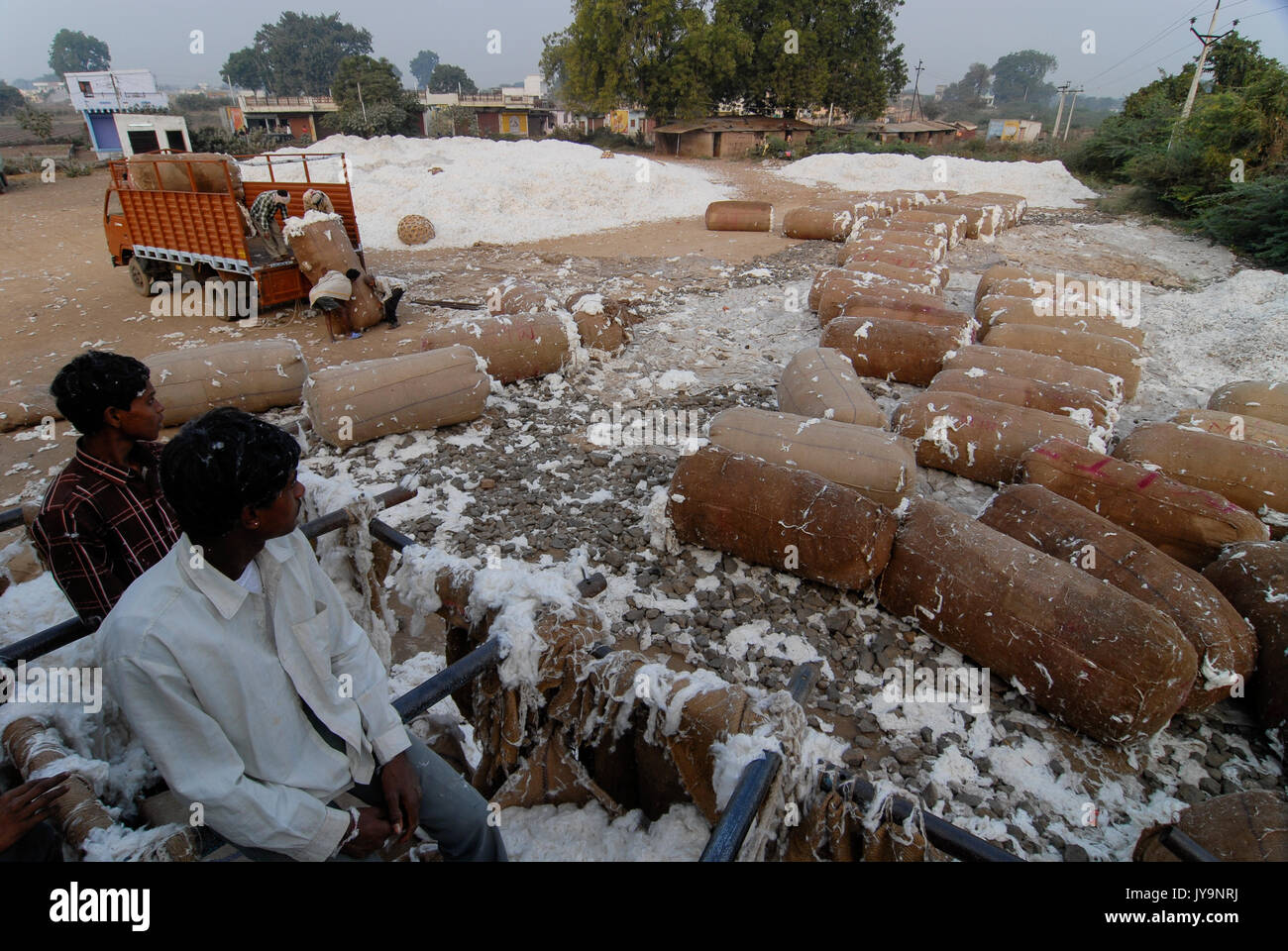 INDIA Madhya Pradesh , Kasrawad, cotton farming, ginning factory ...