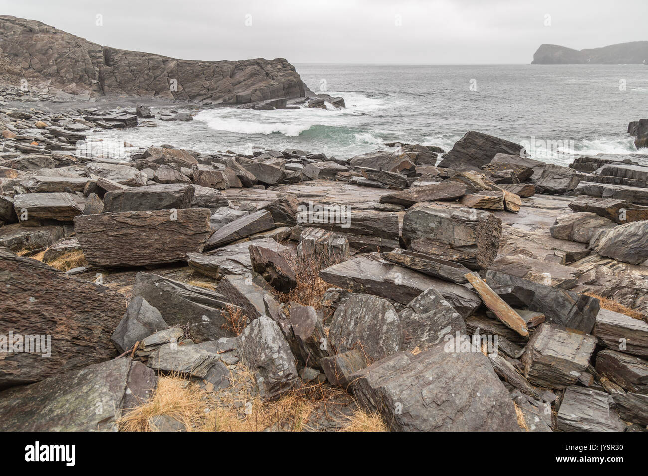 Large boulders on the seaside along the East Coast Trail in ...