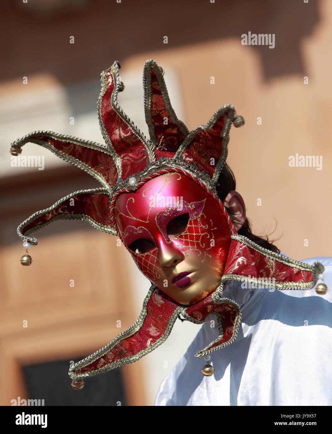Image of a red venetian mask with bells Stock Photo - Alamy