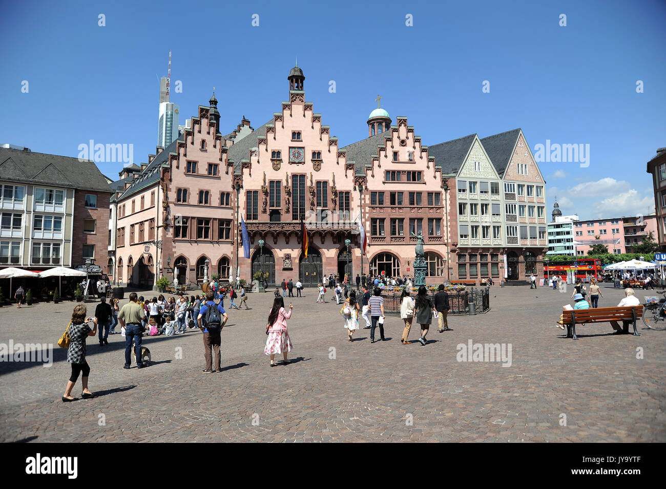 The Romer Building (Rathaus) on the Eastern side of the Romerberg. A ...