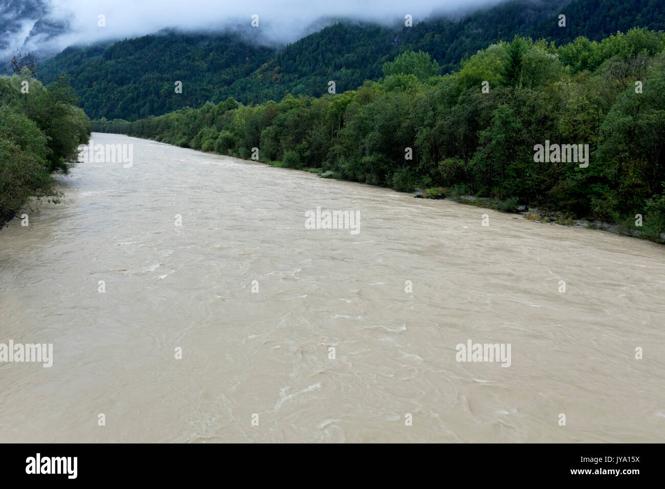 The Drava River in Austria swelling after heavy rains Stock Photo - Alamy