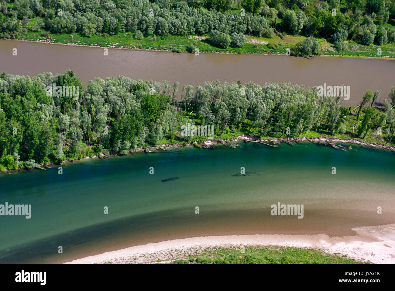 Confluence of Mura and Drava rivers Stock Photo - Alamy