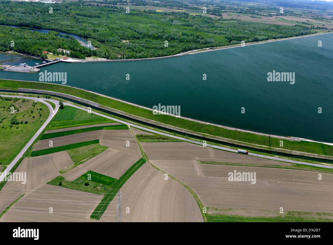Aerial view of the hydropower dam on the Drava River Stock Photo - Alamy