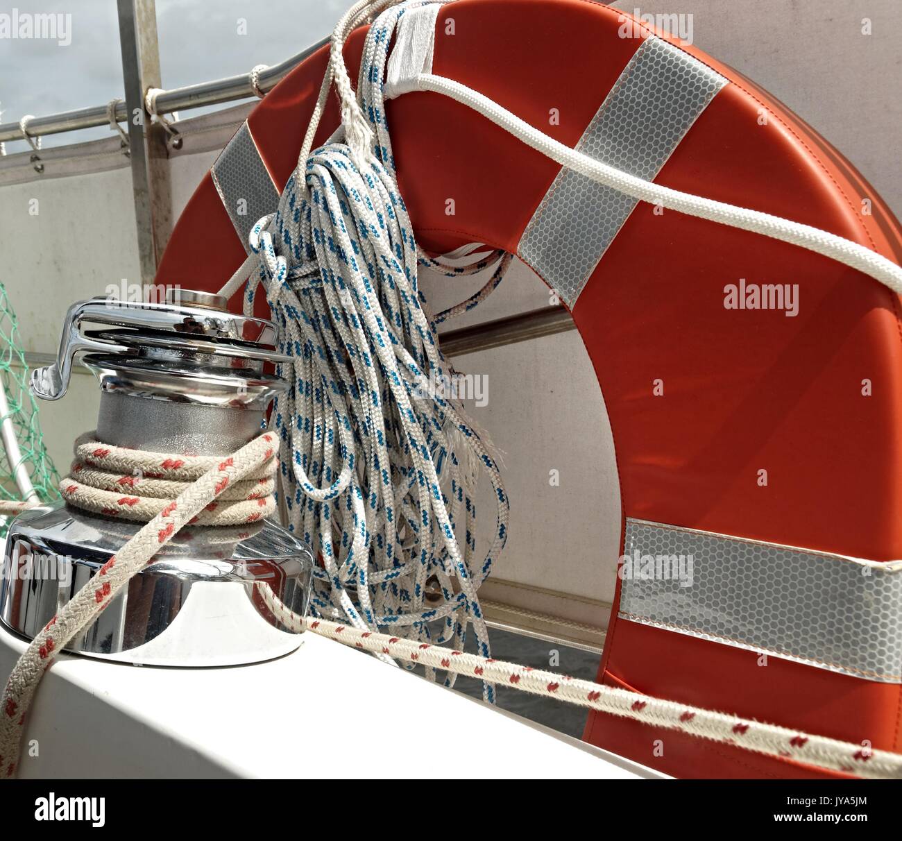 Nautical image of Boat Gear on the deck of a yacht including a two ...