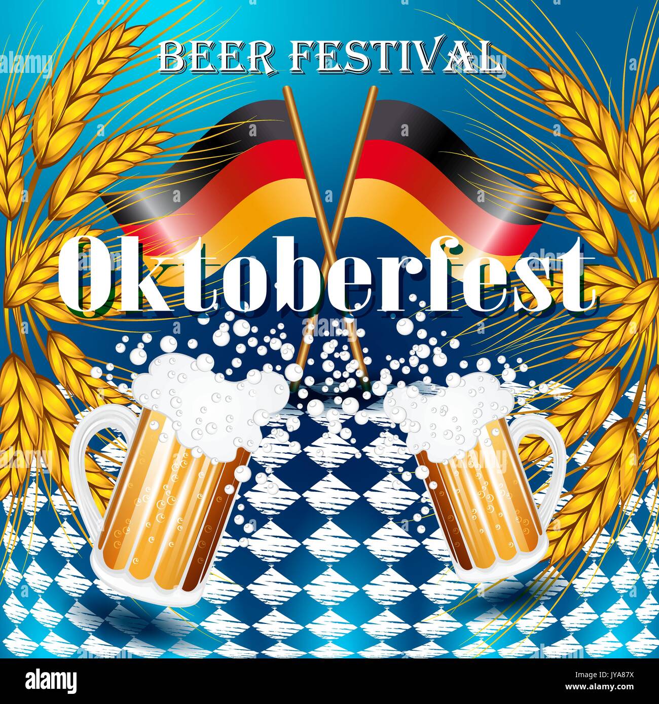 Vintage styled emblem with glasses of beer and two German flags for ...