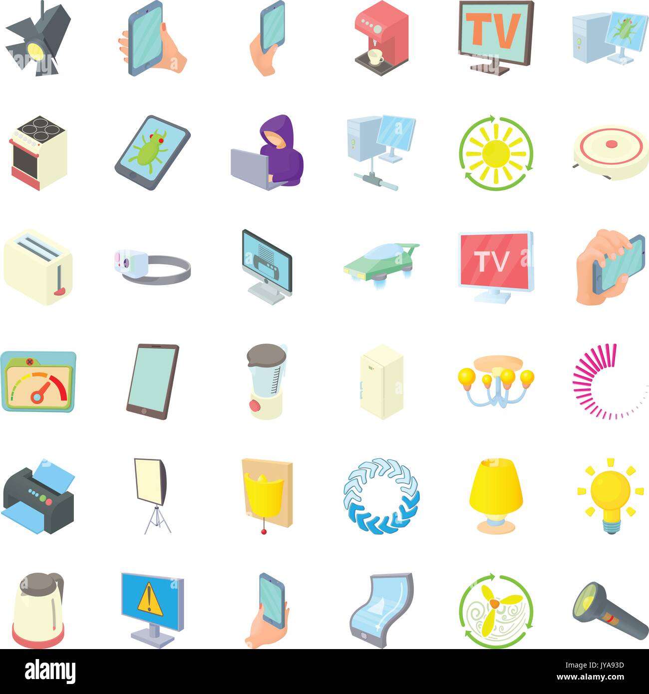 Electricity screen icons set, cartoon style Stock Vector Image & Art ...