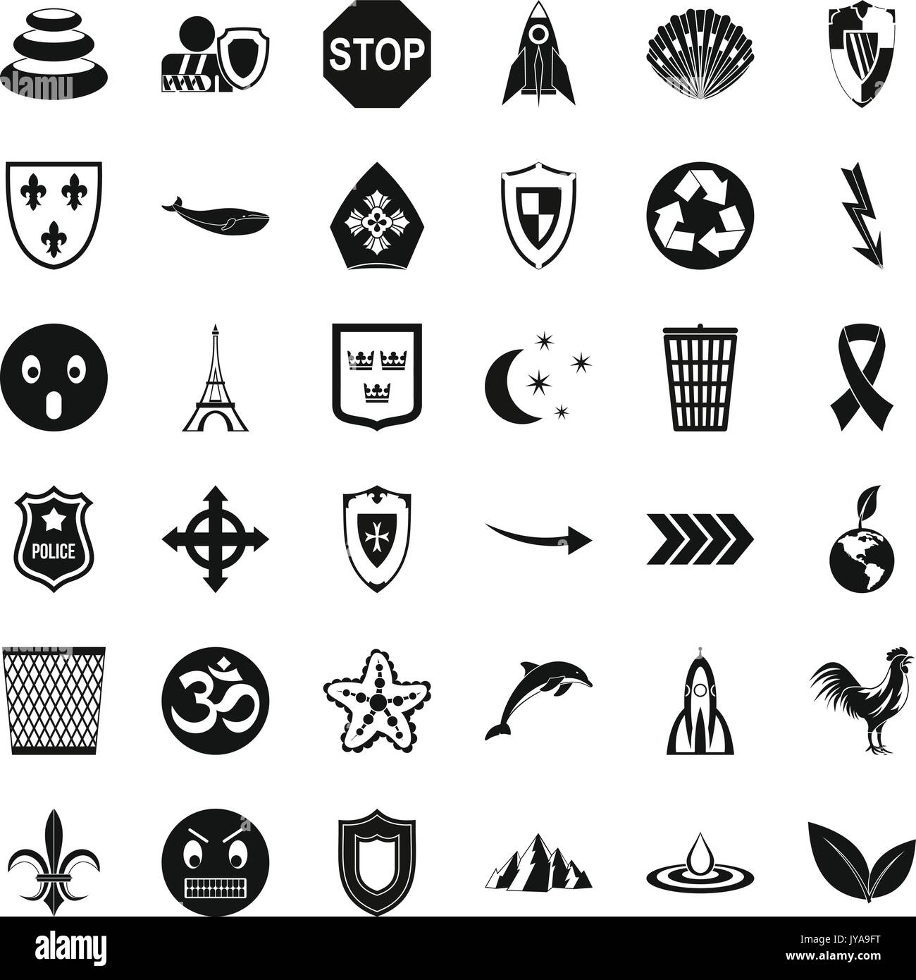 Shield emblem icons set, simple style Stock Vector Image & Art - Alamy