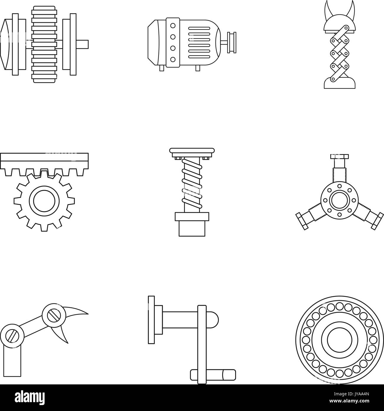 Machinery gear icon set, outline style Stock Vector Image & Art - Alamy