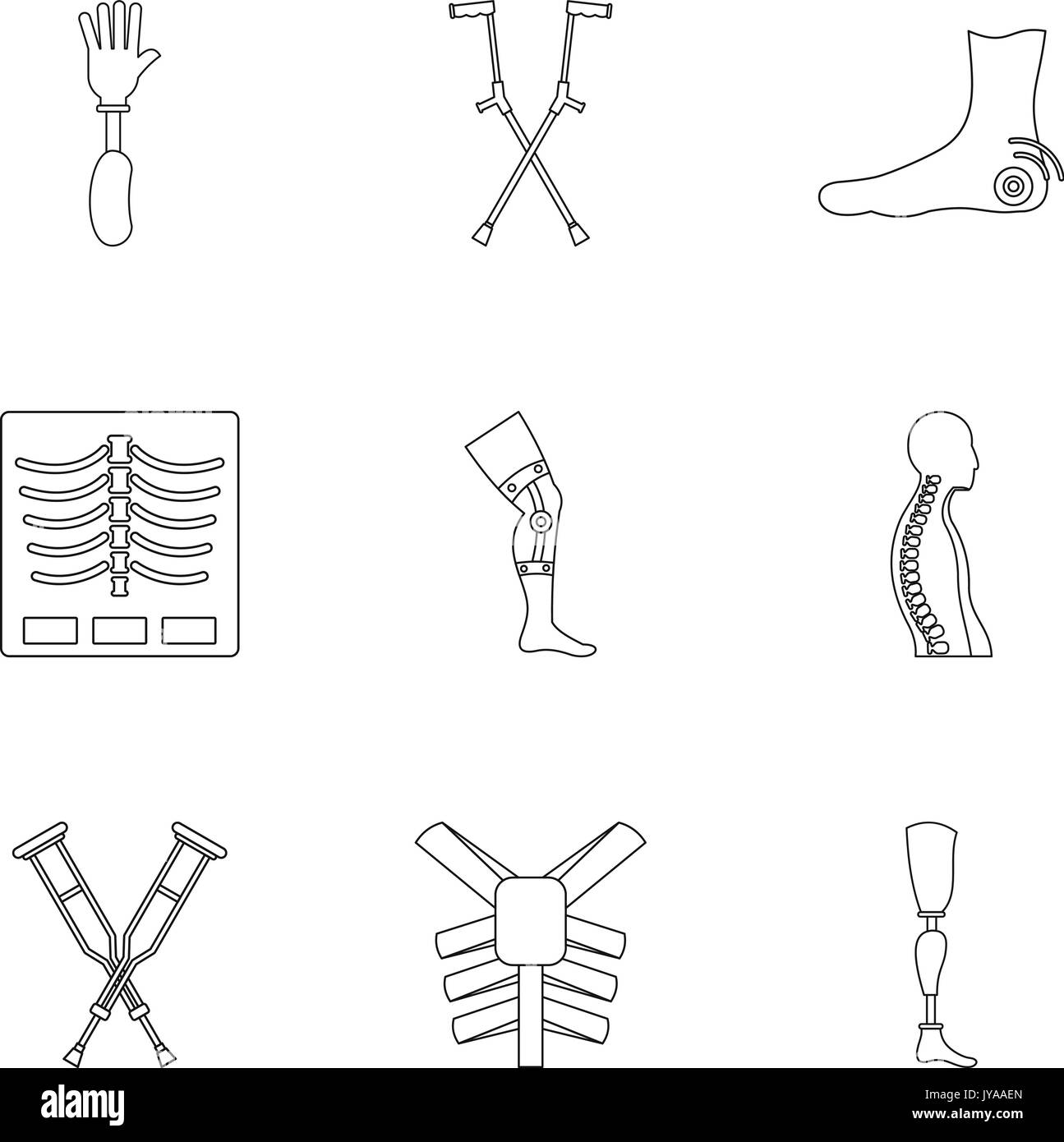 Traumatology orthopedic icon set, outline style Stock Vector Image ...