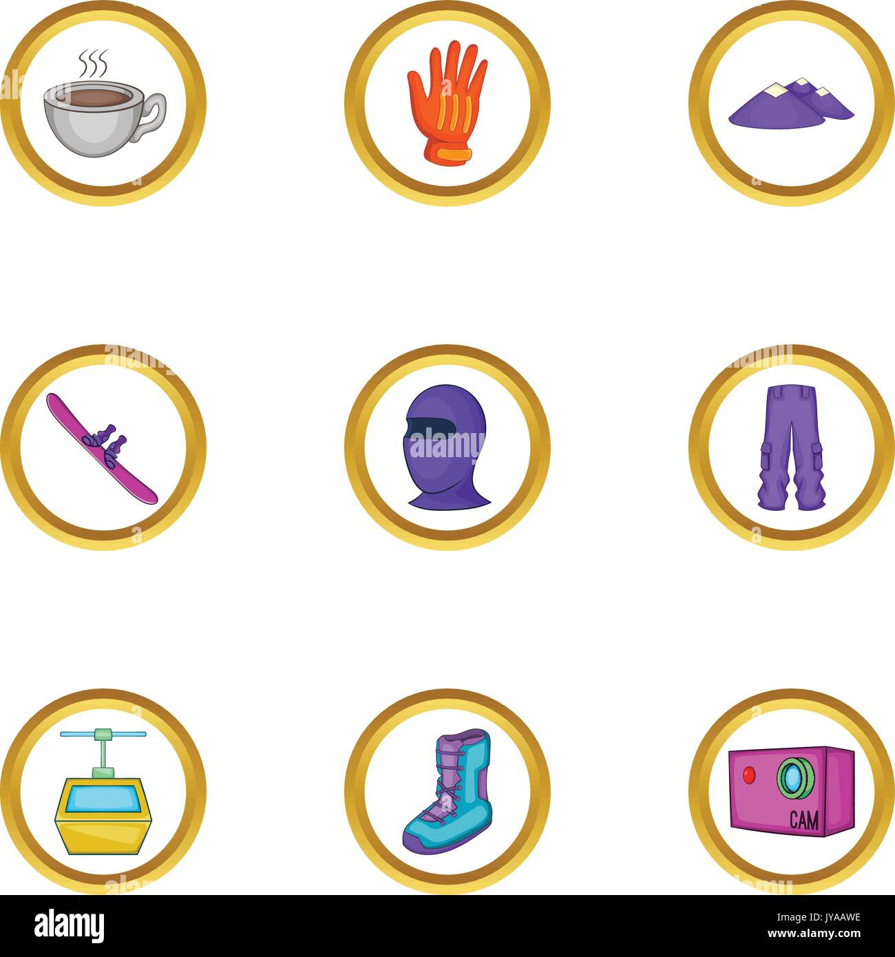 Snowboard icons set, cartoon style Stock Vector Image & Art - Alamy