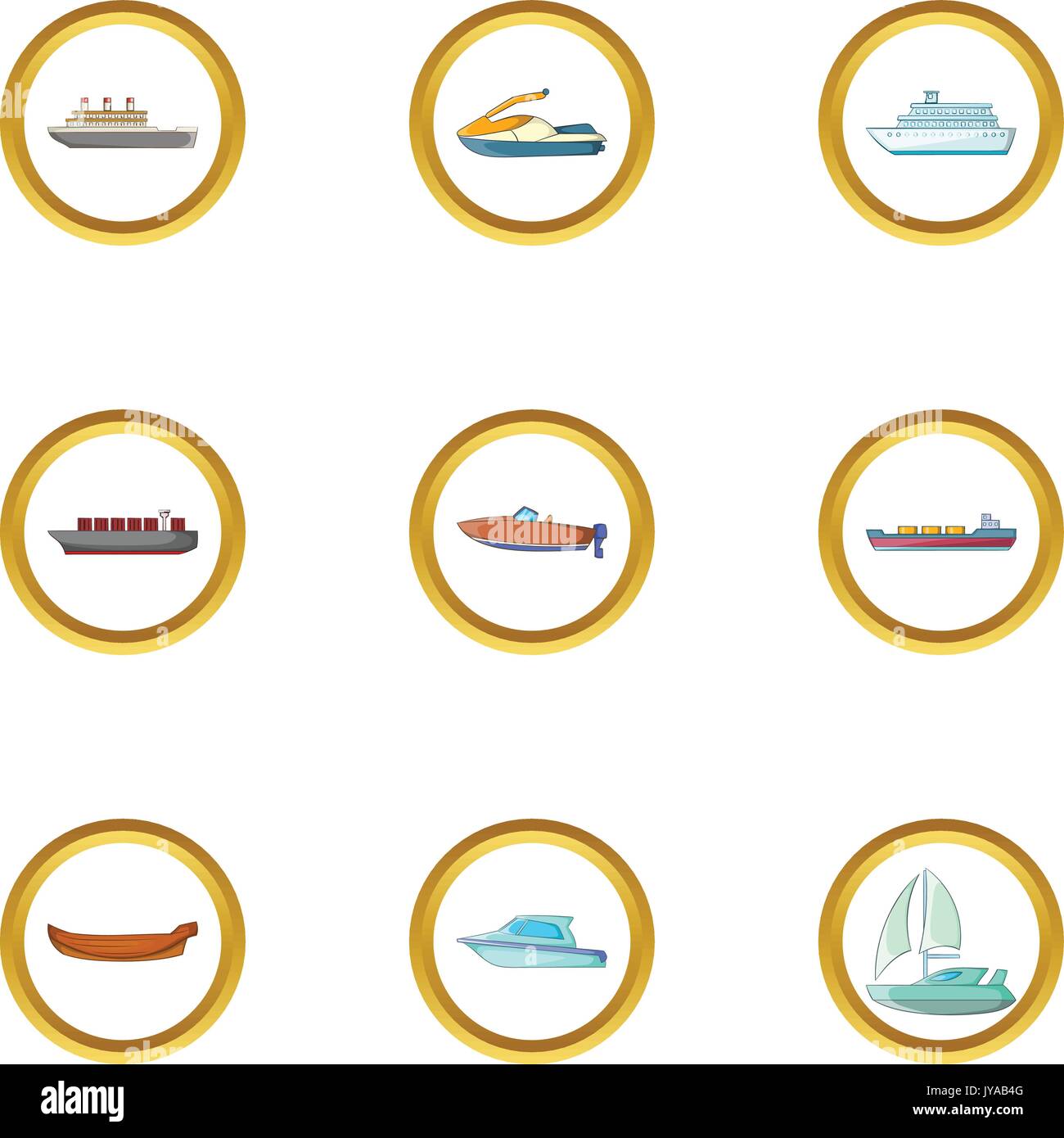 Ship icons set, cartoon style Stock Vector Image & Art - Alamy