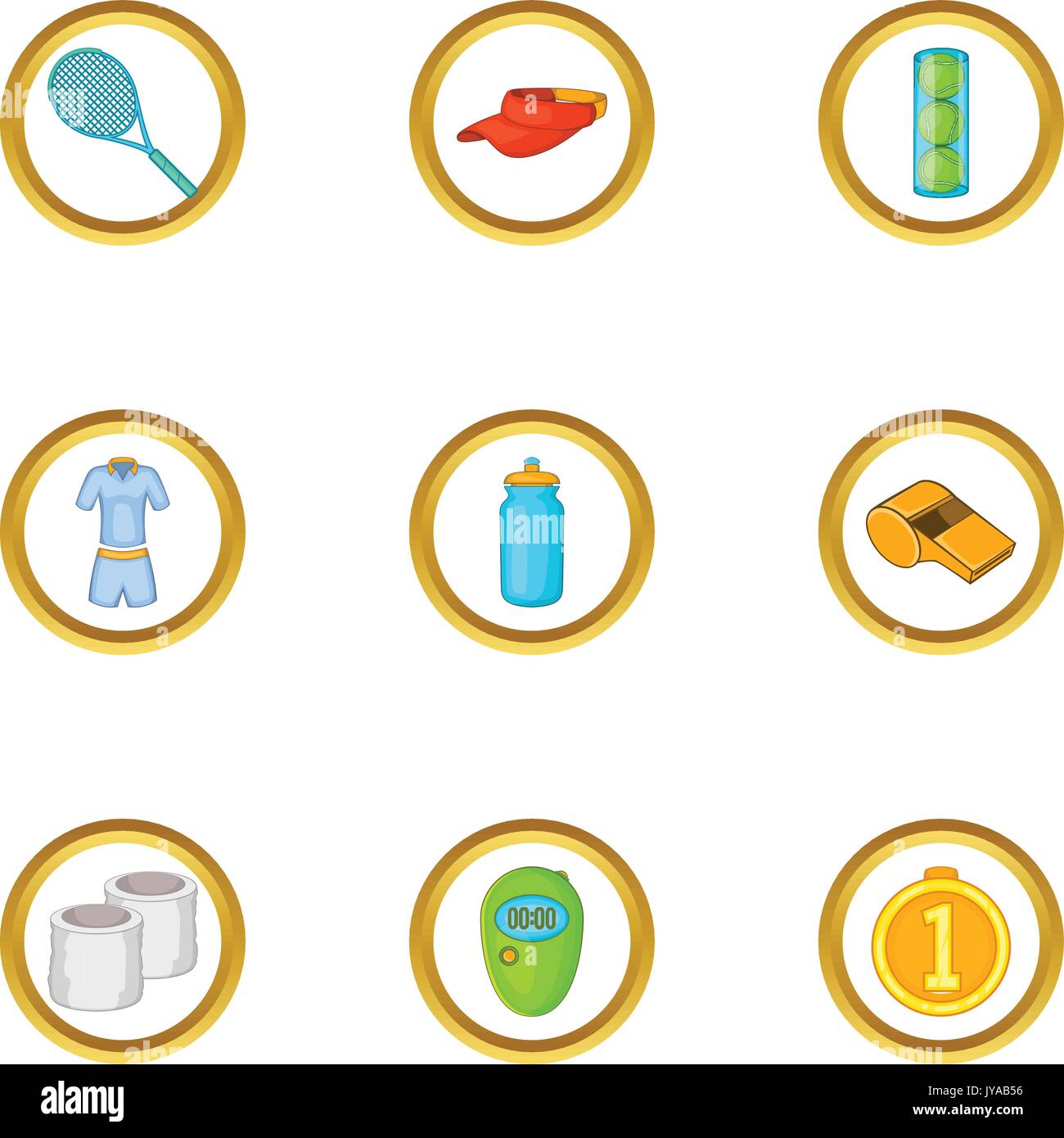 Tennis equipment icons set, cartoon style Stock Vector Image & Art - Alamy