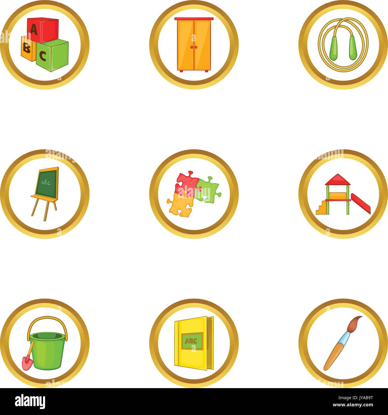 Preschool icons set, cartoon style Stock Vector Image & Art - Alamy