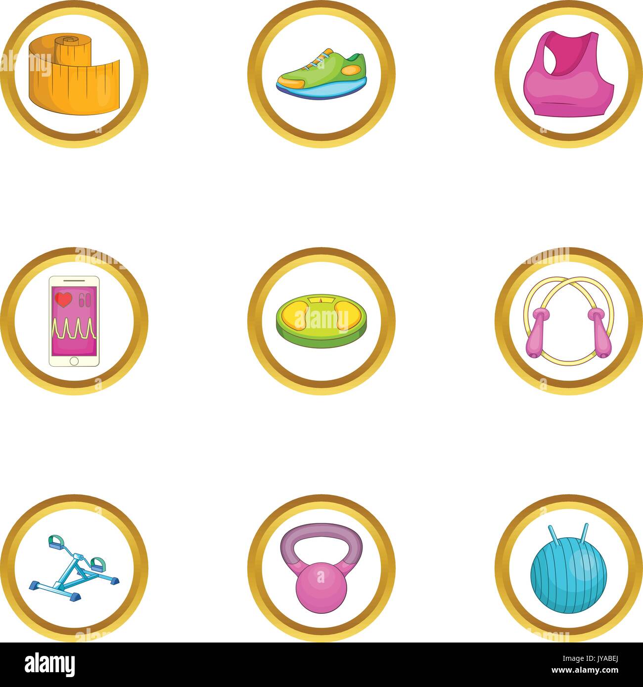 Gym icons set, cartoon style Stock Vector Image & Art - Alamy