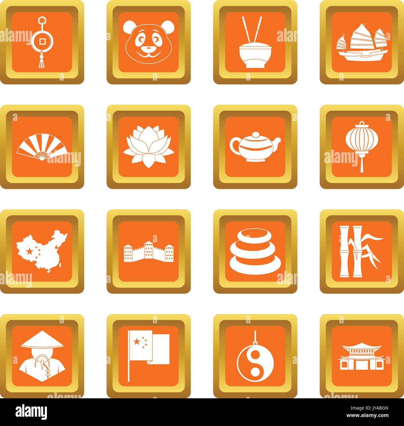 China travel symbols icons set orange Stock Vector Image & Art - Alamy