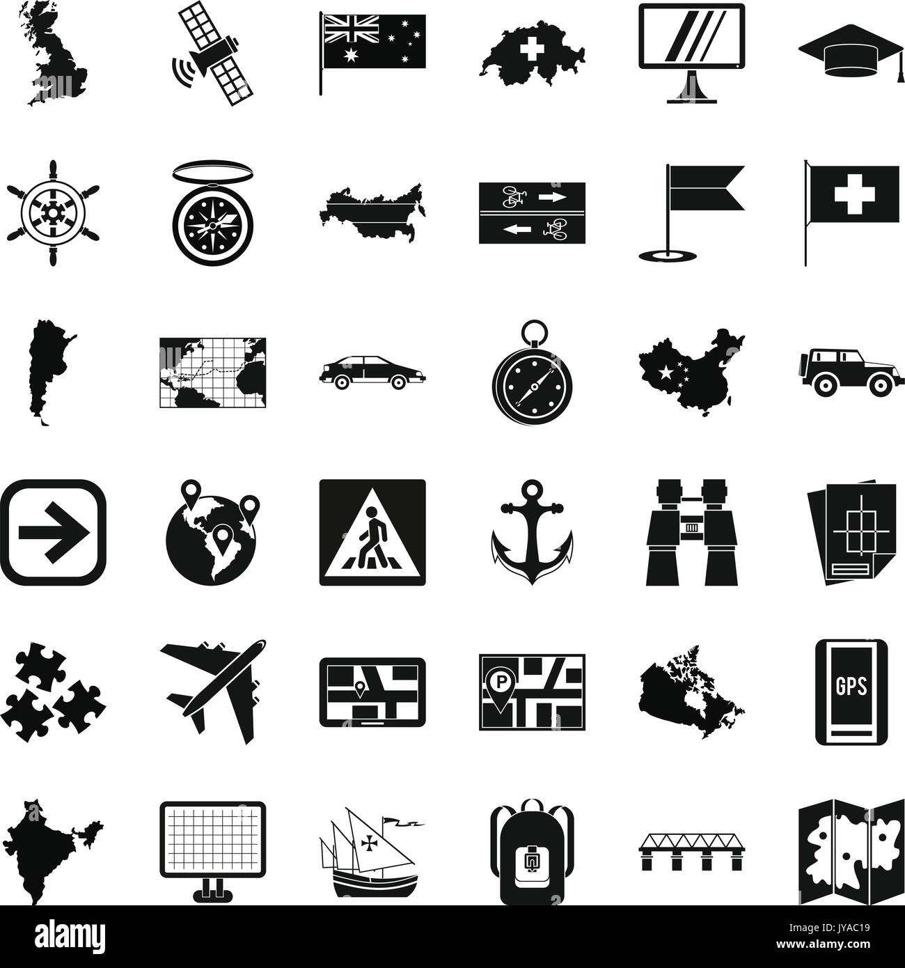 Navigation icons set, simple style Stock Vector Image & Art - Alamy