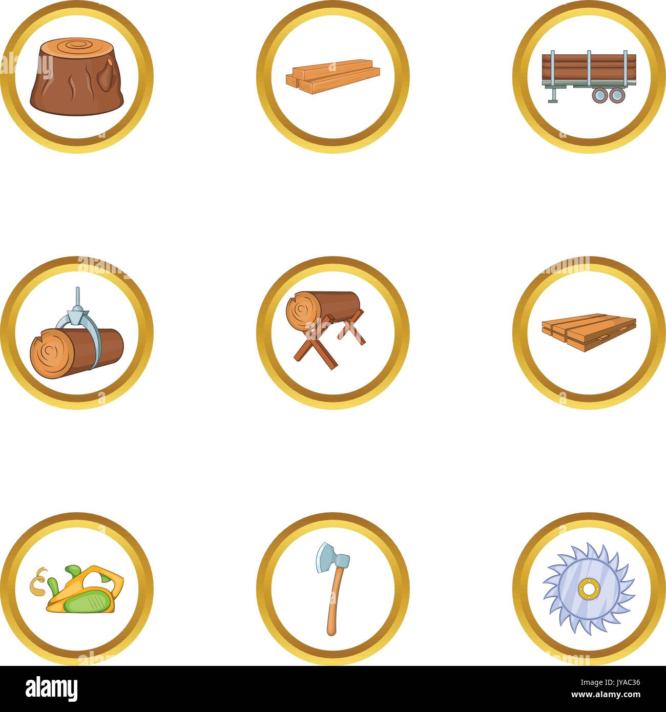 Logging icon set, cartoon style Stock Vector Image & Art - Alamy