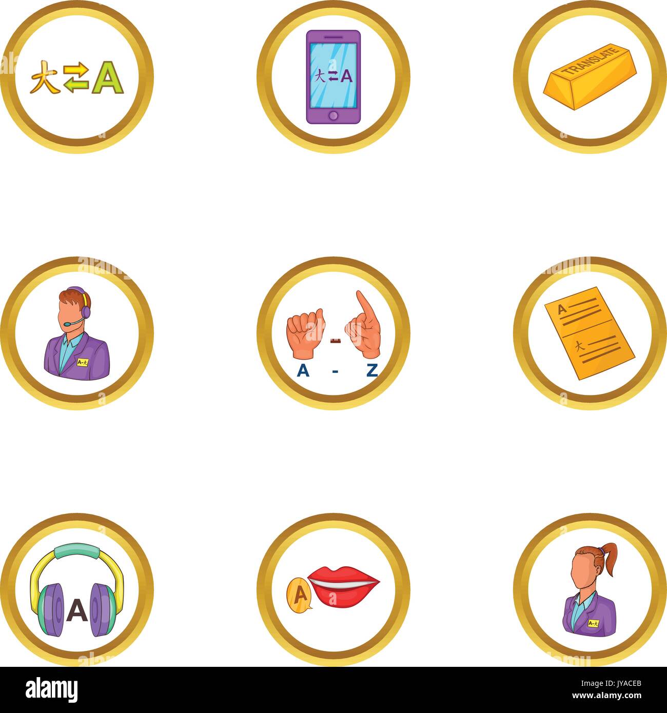 Translate icons set, cartoon style Stock Vector Image & Art - Alamy