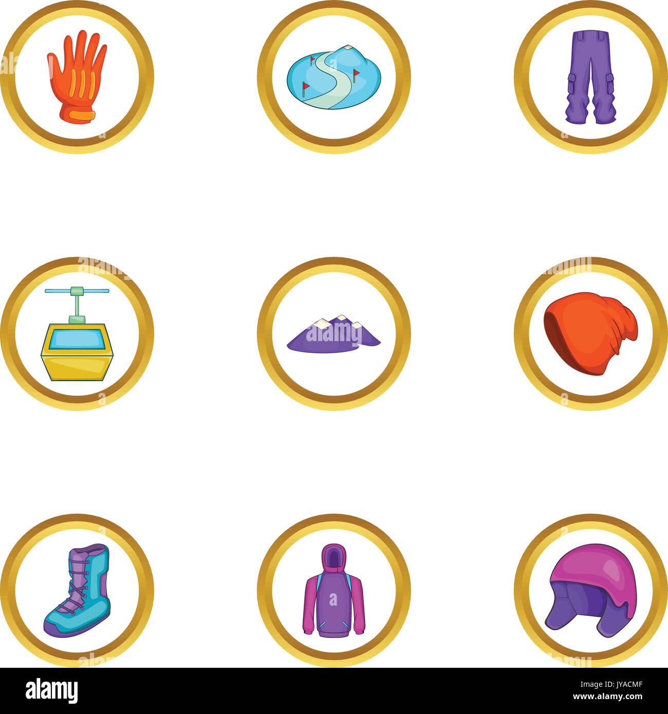 Snowboard equipment icons set, cartoon style Stock Vector Image & Art ...