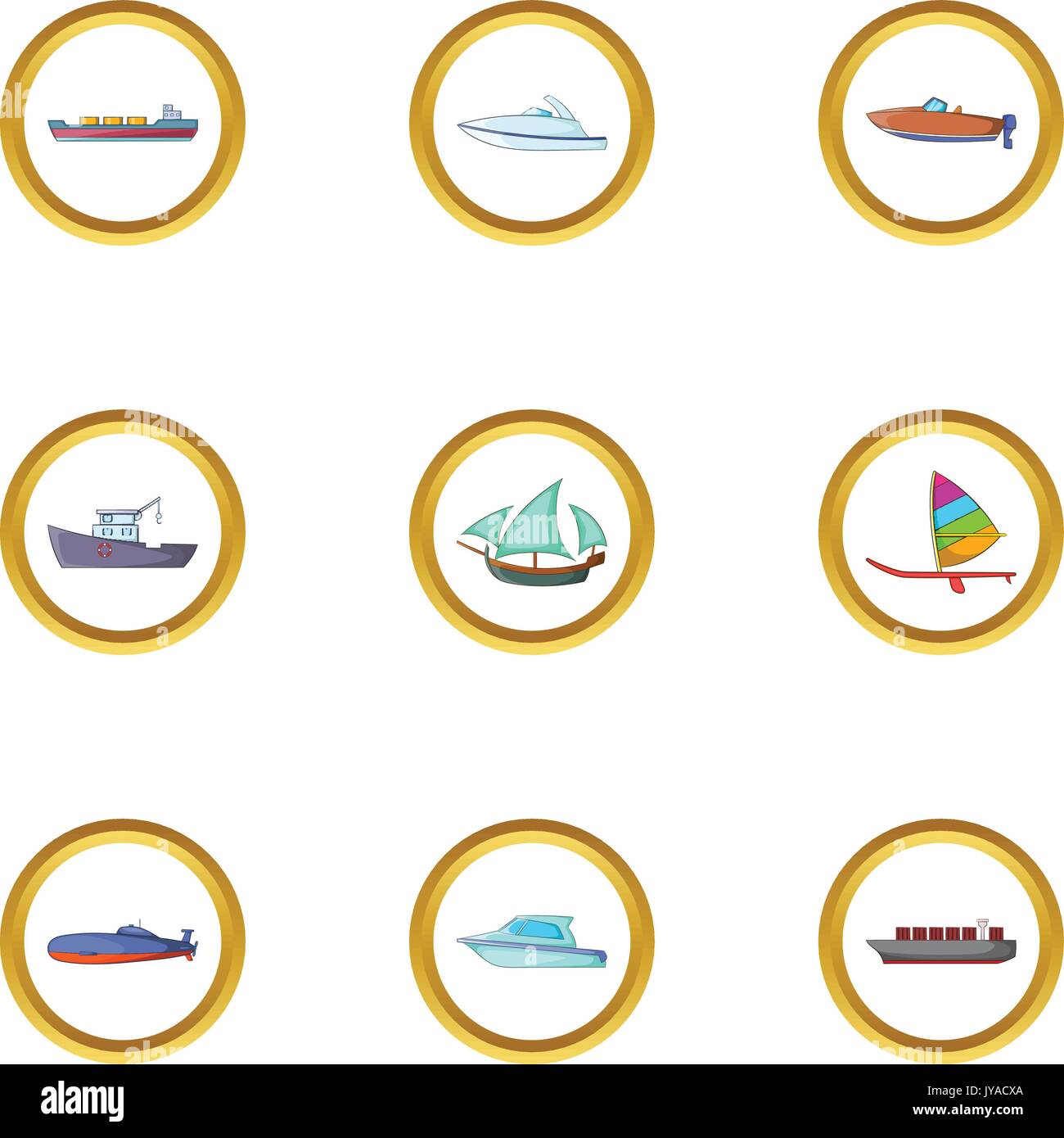 Marine icons set, cartoon style Stock Vector Image & Art - Alamy