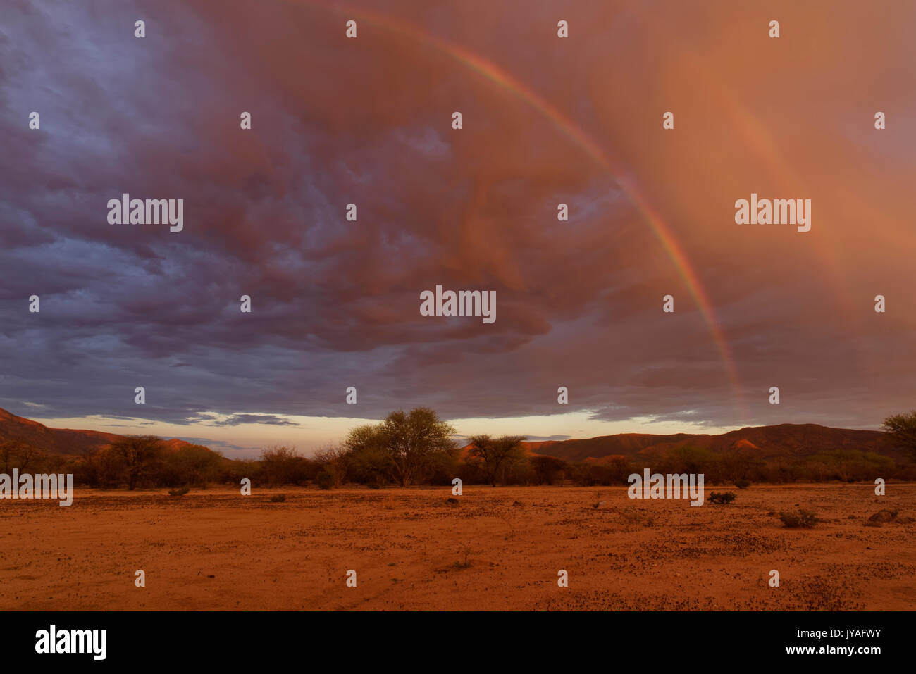 Farm Omandumba (Guest farm): Evening mood with rainbow after rainstorm ...