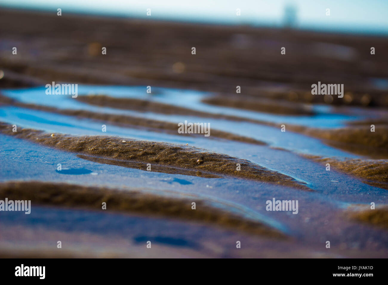 Sand Wave Puddles in the sand 1 Stock Photo - Alamy