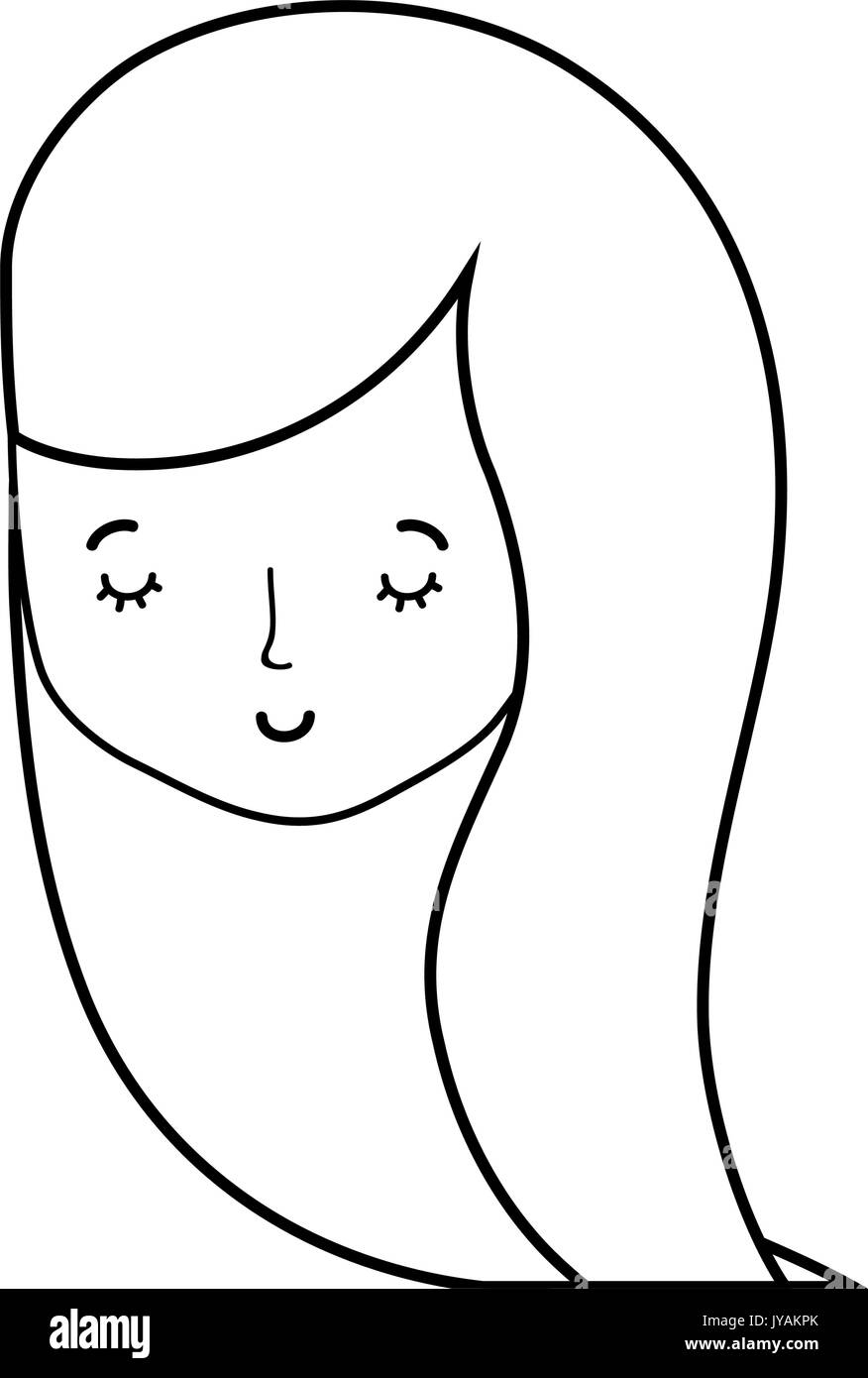 line cute woman head with hairstyle design Stock Vector Image & Art - Alamy