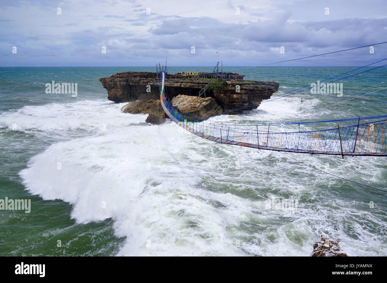 Timang extreme beach in Gunungkidul with rope bridge crossing to Watu ...