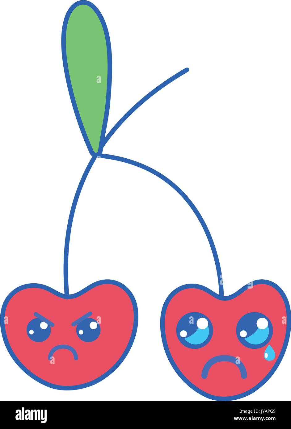 kawaii cute sad cherry fruit Stock Vector Image & Art - Alamy