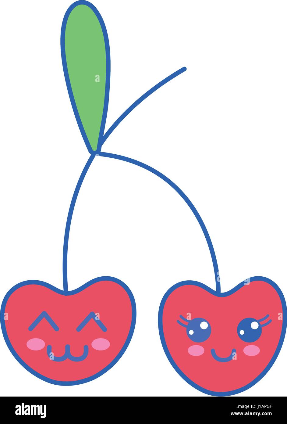 kawaii cute happy cherry fruit Stock Vector Image & Art - Alamy