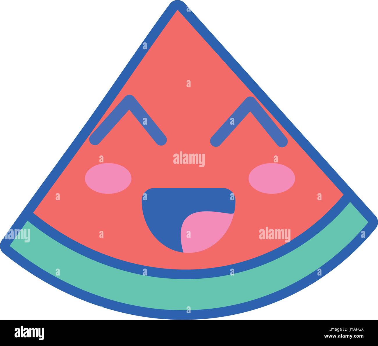 kawaii cute happy slice watermelon fruit Stock Vector Image & Art - Alamy