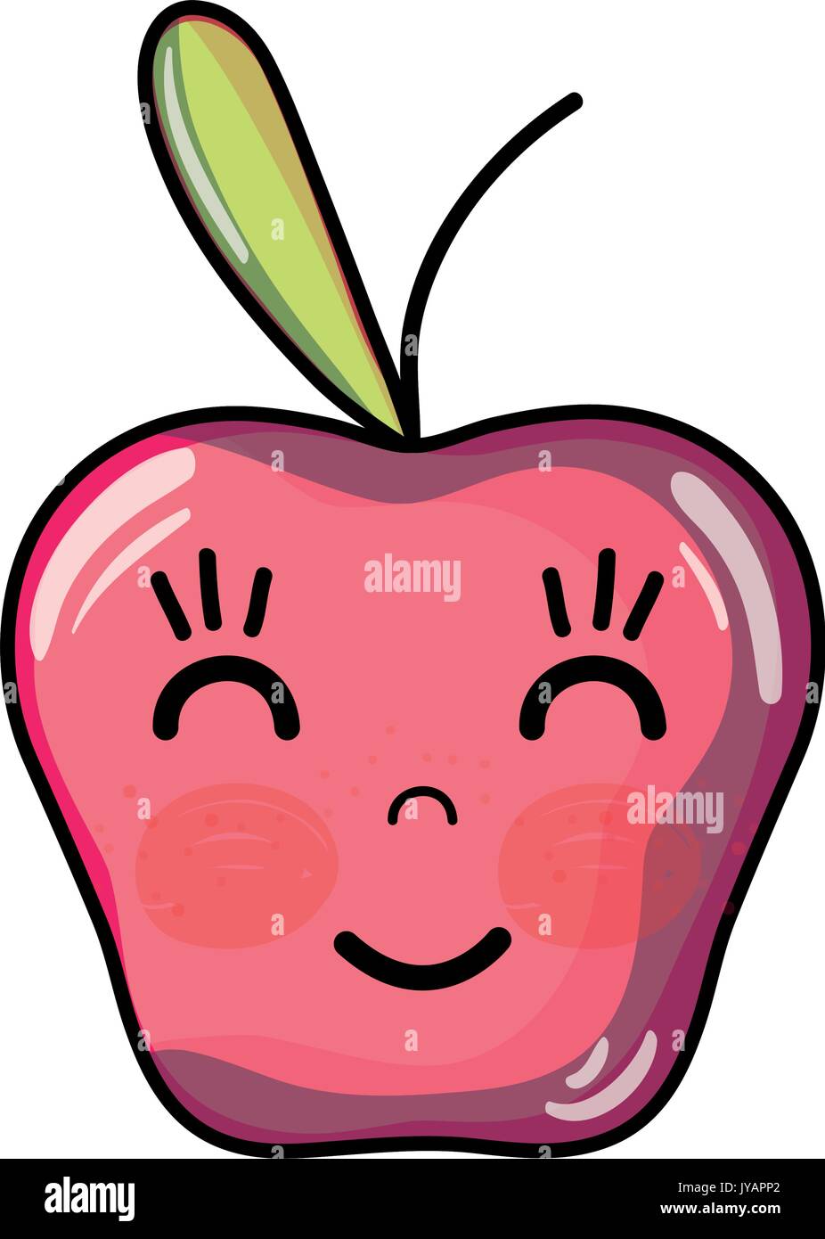 kawaii cute happy apple fruit Stock Vector Image & Art - Alamy