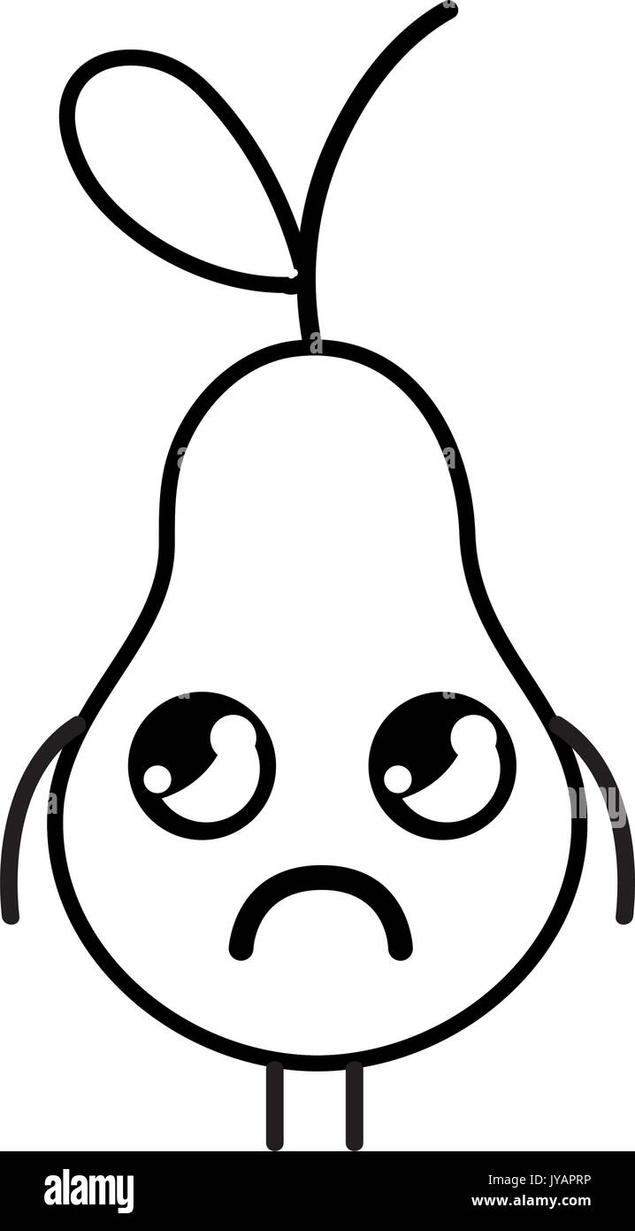 line kawaii cute sad pear fruit Stock Vector Image & Art - Alamy