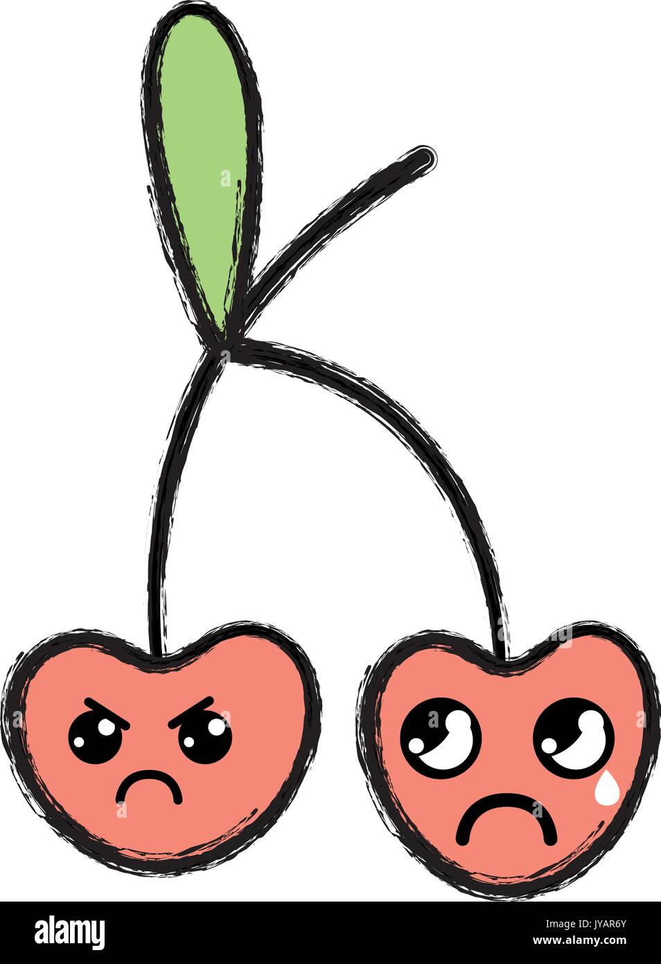 kawaii cute sad cherry fruit Stock Vector Image & Art - Alamy