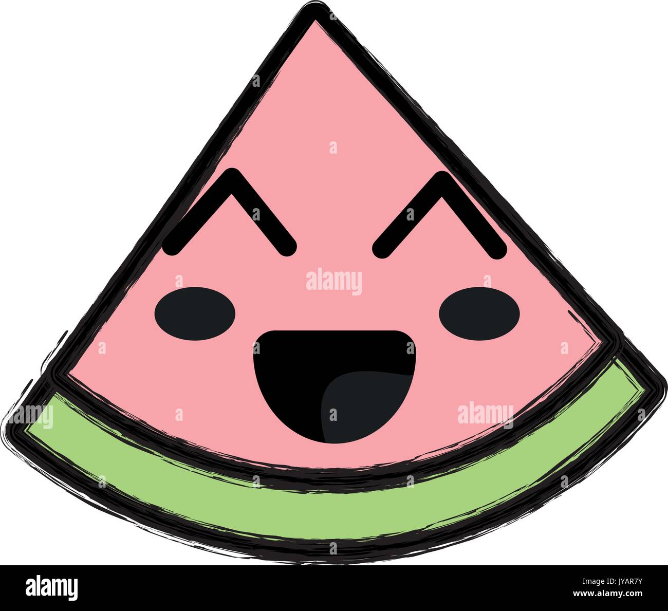 kawaii cute happy slice watermelon fruit Stock Vector Image & Art - Alamy