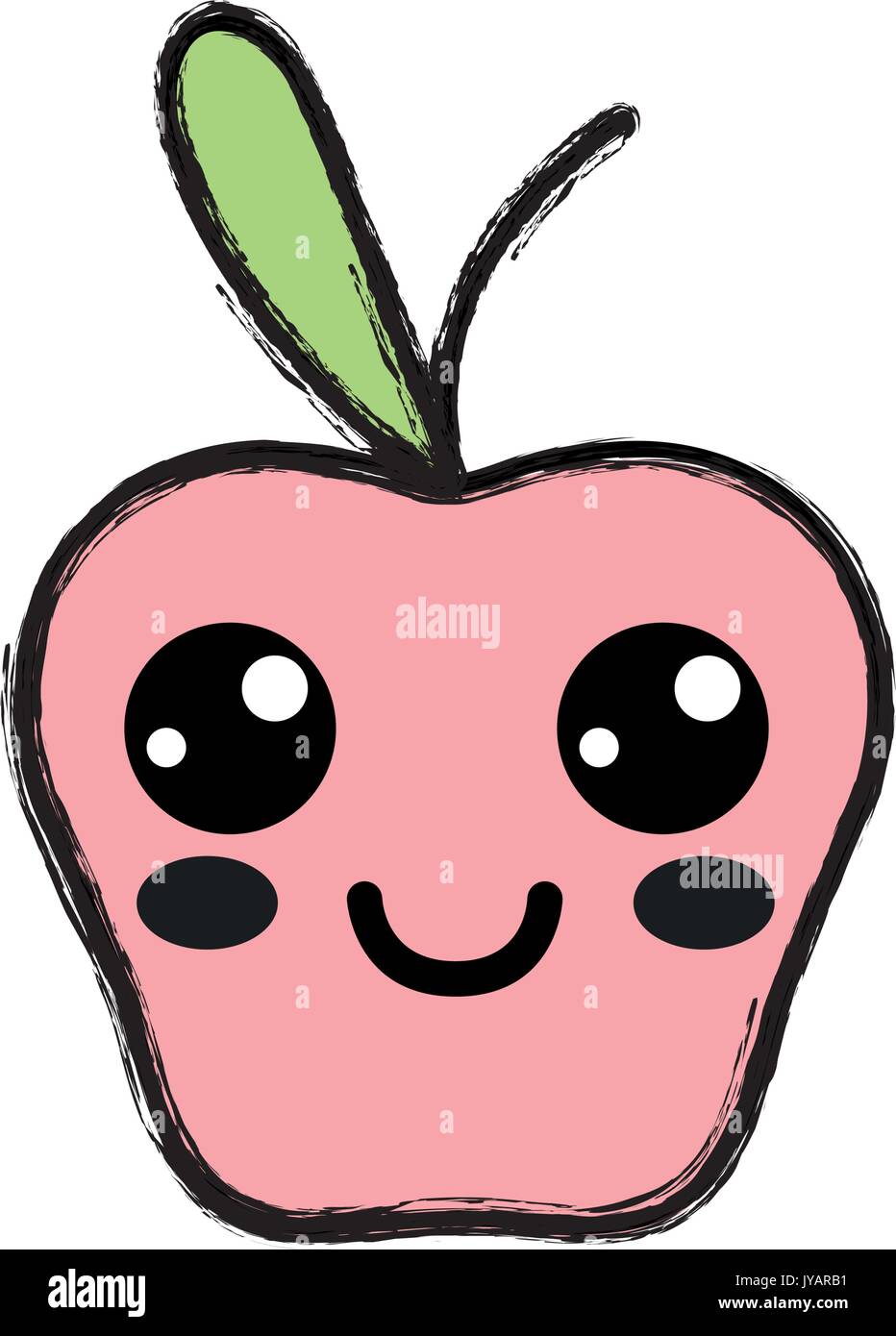 kawaii cute happy apple fruit Stock Vector Image & Art - Alamy