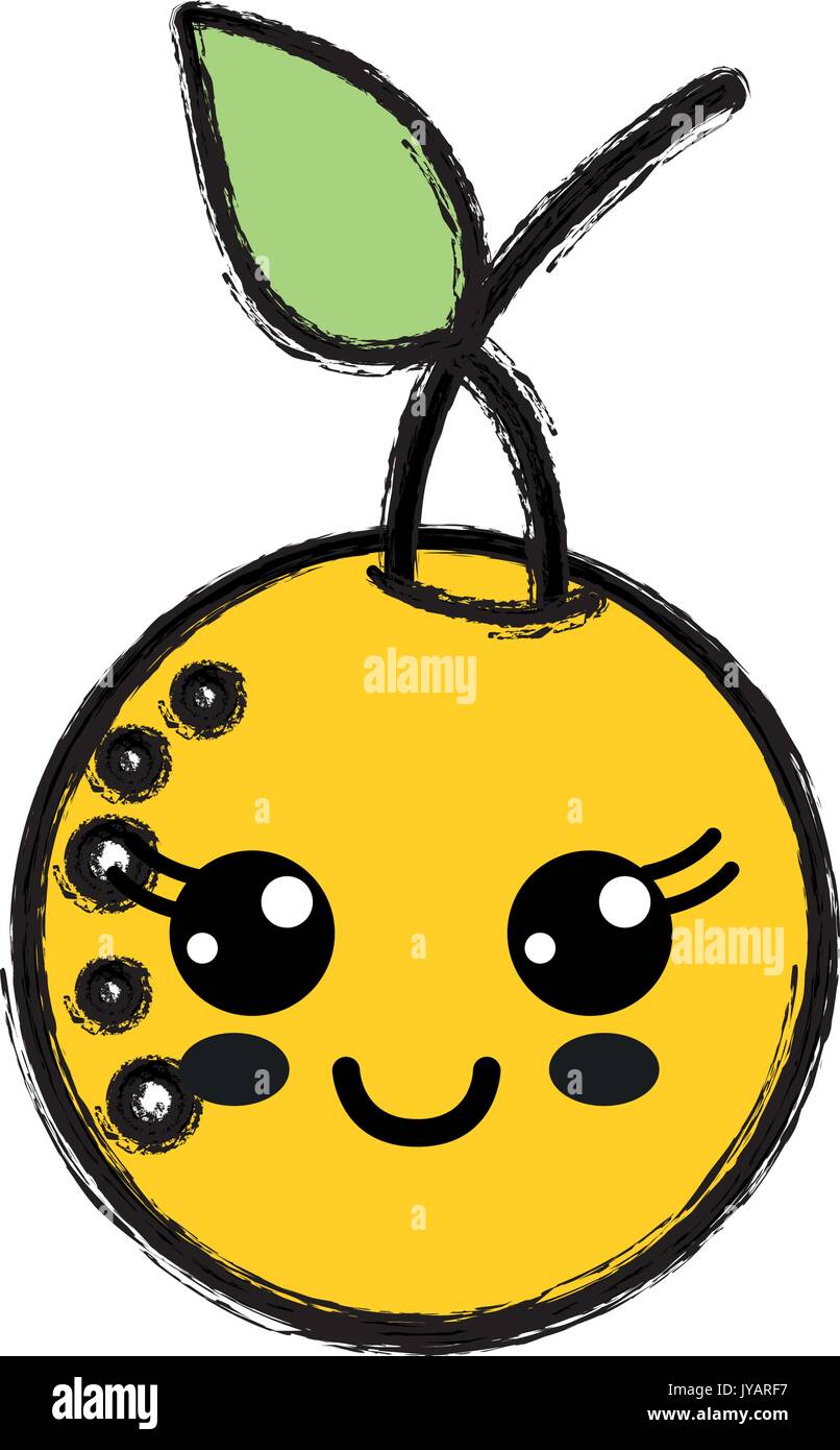 kawaii cute happy orange fruit Stock Vector Image & Art - Alamy