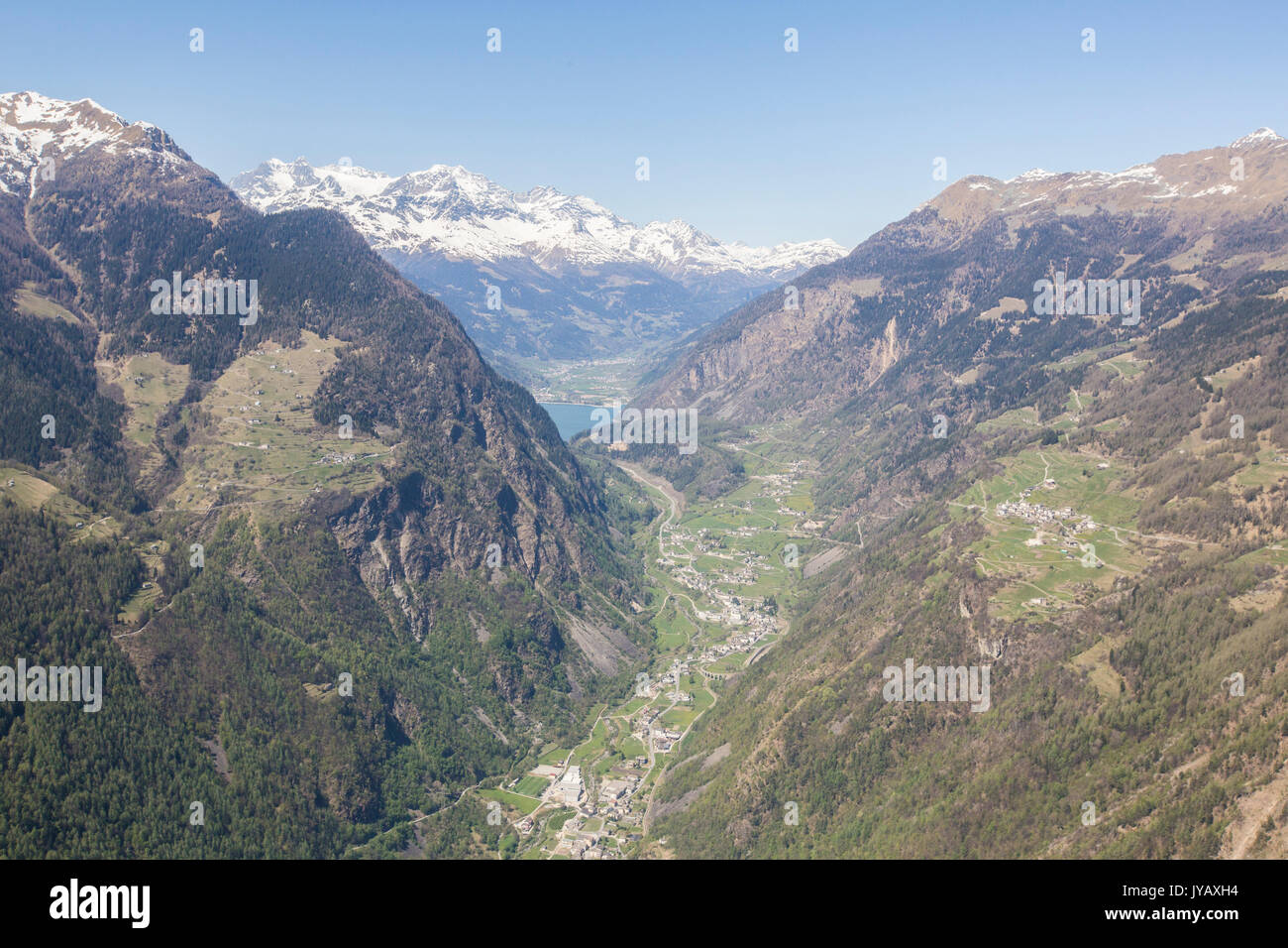 Aerial view of Poschiavo Valley Switzerland Europe Stock Photo - Alamy